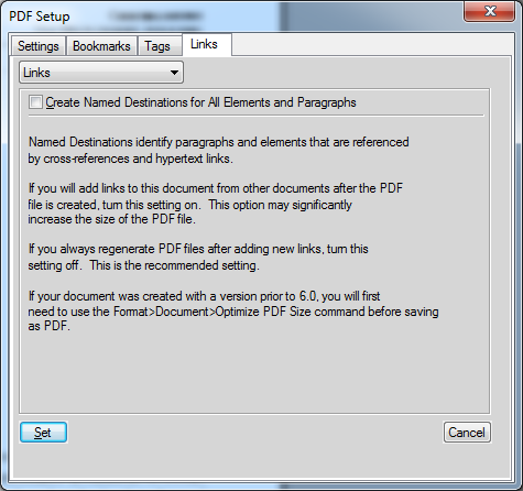 Configure PDF settings